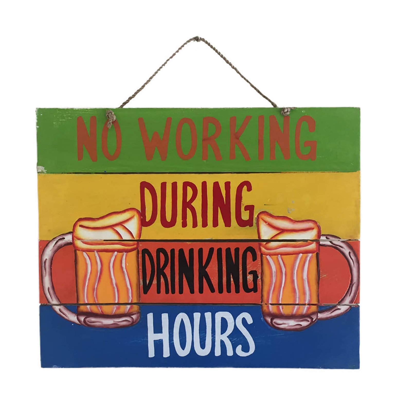 No Working During Drinking Hours Wall Sign, Tiki Bar Decor – OTA