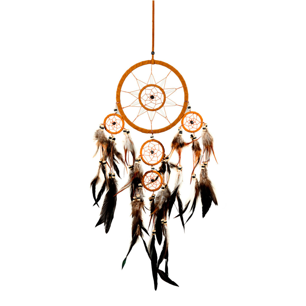 Brown Dream Catcher With Feathers, Bone Star – OTA